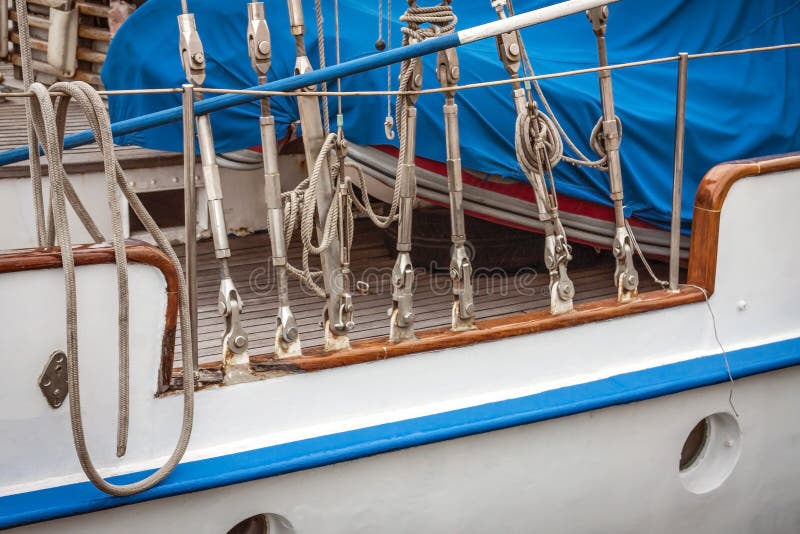 White yacht, rigging stock image. Image of trading, marine - 119893431