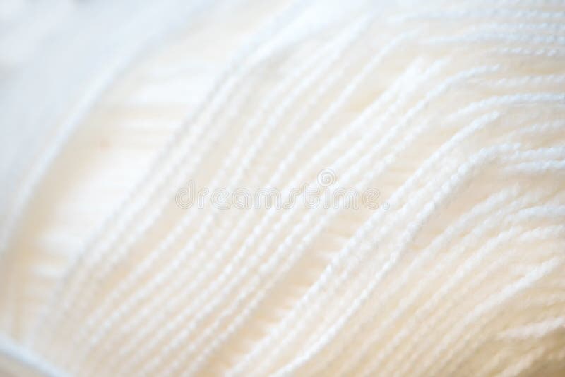 White Yarn Close-up Shot. Woolen Threads for Knitting Macro Stock Photo ...