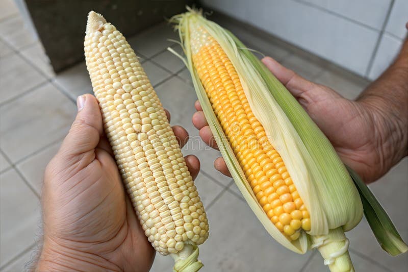 White and Yellow Corn Comparison Stock Illustration - Illustration of ...