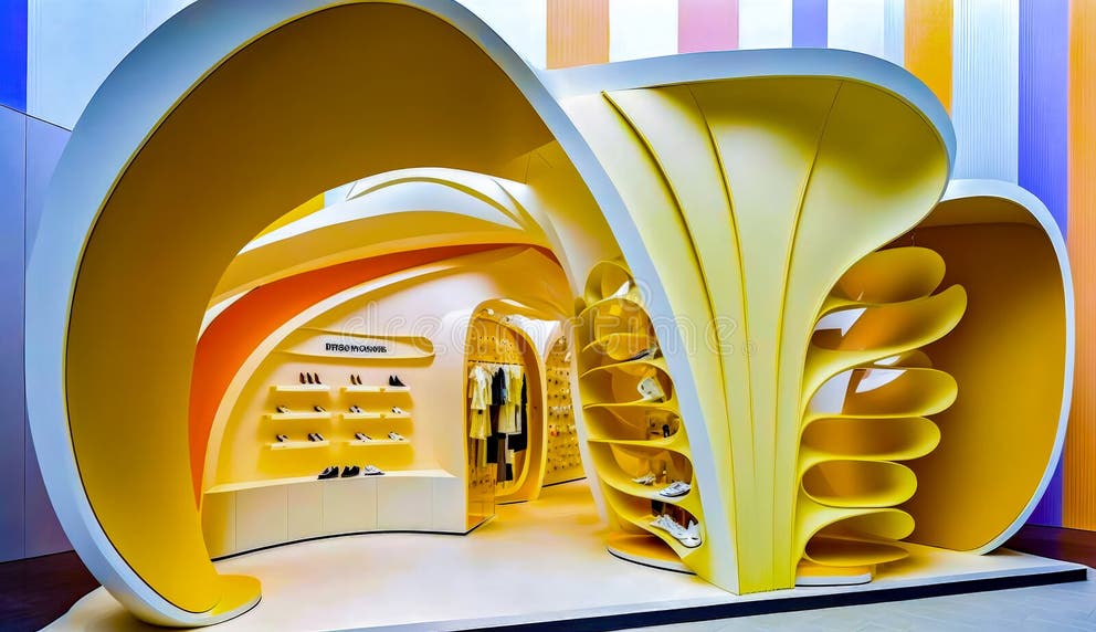 White and Yellow Display Case with Clock. Generative AI Stock ...