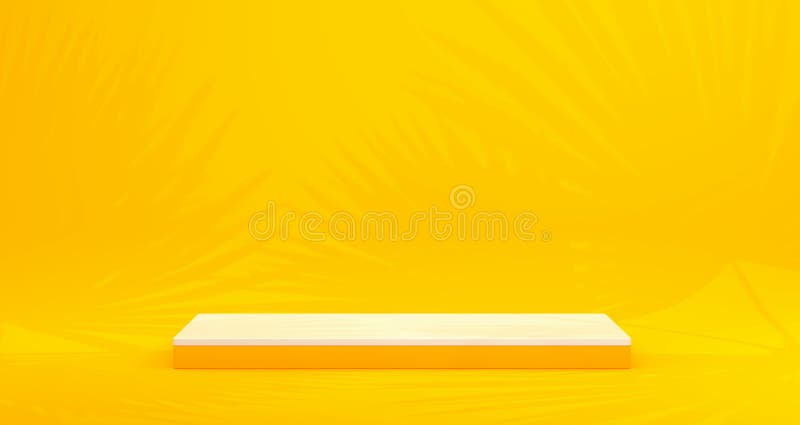 White and Yellow Rectangle Shape Podium for Product Concept on a Yellow ...