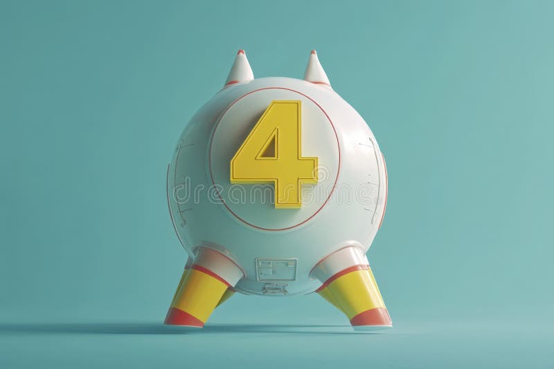 A White and Yellow Rocket with the Number 4 on it Stock Illustration ...