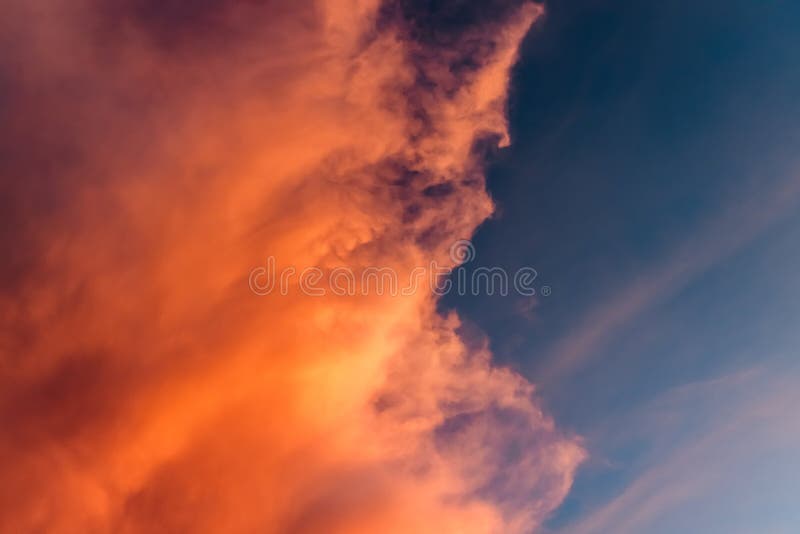 White and Yellow Storm Front at Sunset Time with Streams and Clouds ...