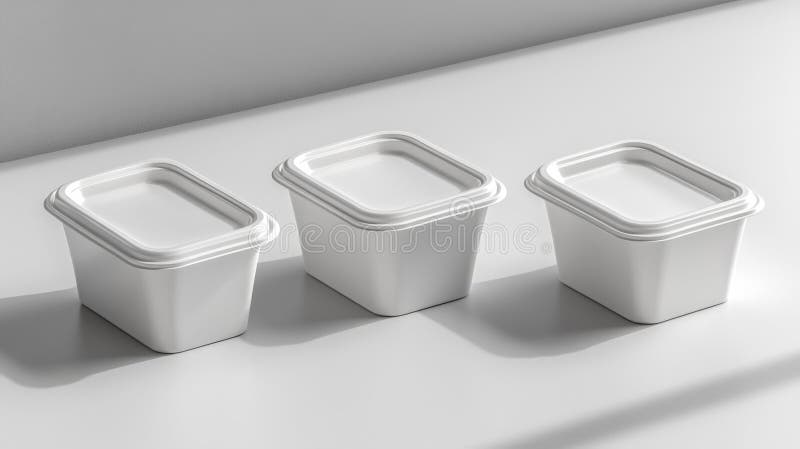 White Yogurt Containers in Minimalist Setting Generative AI Stock ...