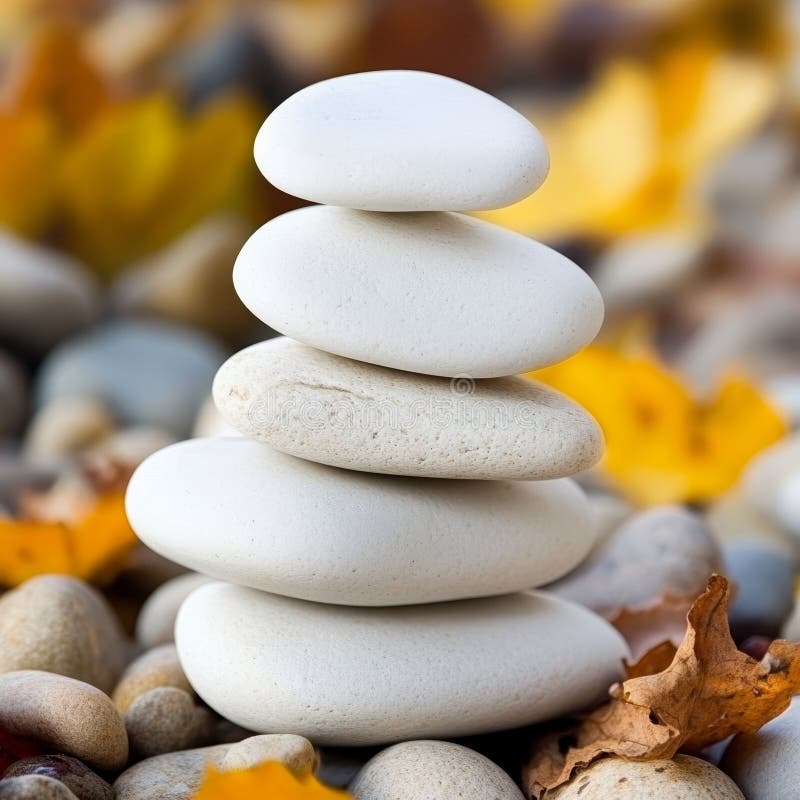 White Zen Stones Balance and Harmony. Stack of Round Smooth Pebbles on ...