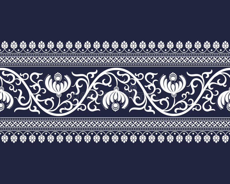 Zig Zag Floral Lace Border Pattern Stripe Stock Illustrations – 6 Zig ...