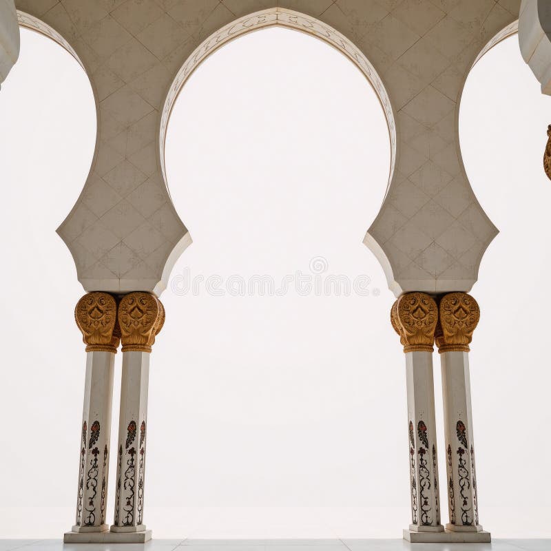 Whitebackground Portrait Showcasing Arabic Architectural Elements with ...