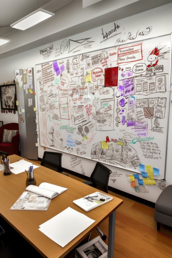 Whiteboard with Brainstorming Notes and Ideas Stock Illustration ...