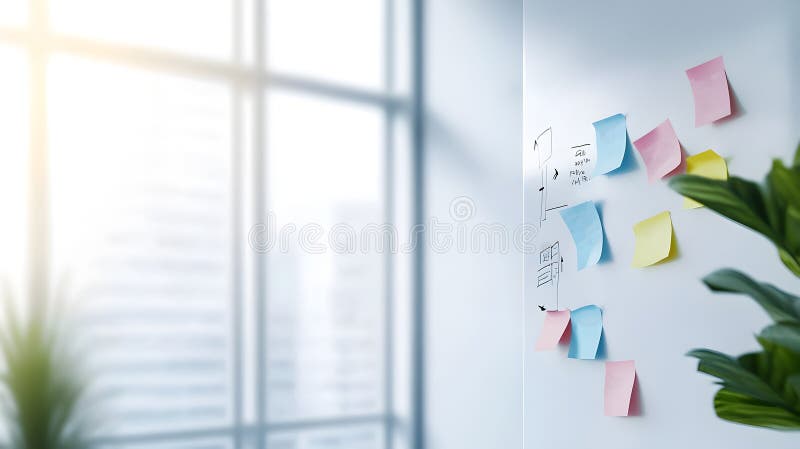 Whiteboard Diagrams Sticky Notes Bright Office Ai Generated Stock ...