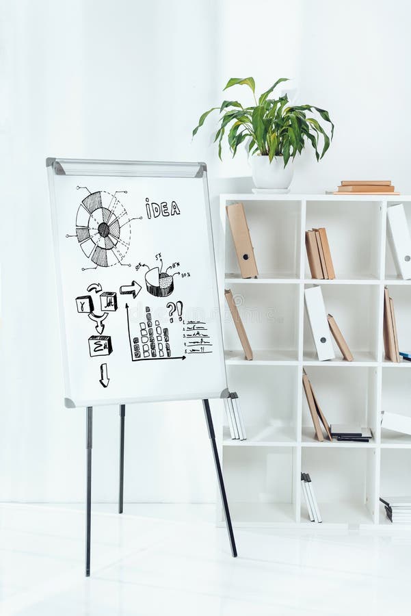 Whiteboard with Business Plan Graph in Office Stock Photo - Image of ...