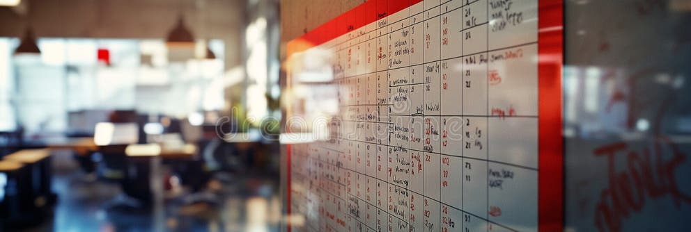 Whiteboard Calendar in Blurred Office Setting Organization Planning ...