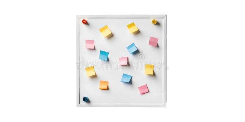 Whiteboard with Colorful Sticky Notes and Magnets. Creative Planning ...