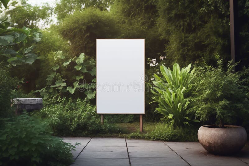 A Whiteboard with Copy Space in an Outdoor Setting Surrounded by Lush ...