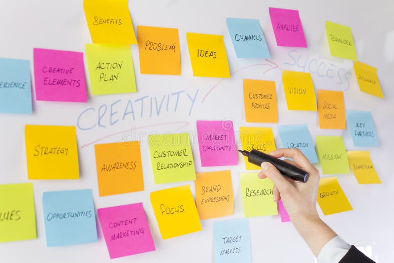 Whiteboard Covered with Adhesive Note Papers Stock Photo - Image of ...