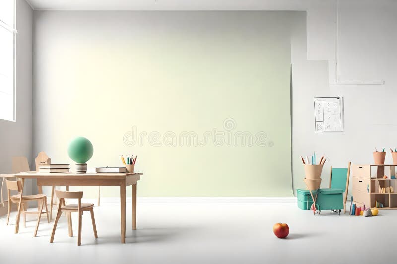 Whiteboard and Cyan Wall with Natural Light Highlighting the Scene ...