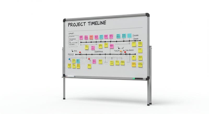 Whiteboard Displaying a Project Timeline with Handwritten Elements ...