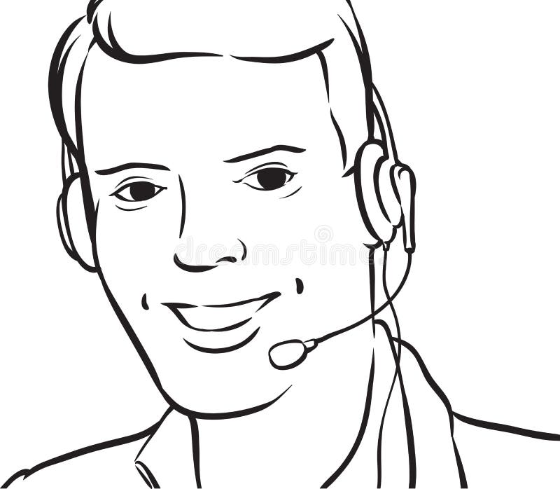 Whiteboard Drawing - Customer Service Man with Headset Stock Vector ...