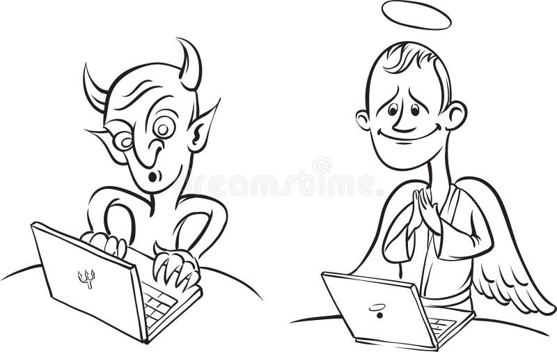 Devil Angel Line Drawing Stock Illustrations – 439 Devil Angel Line ...