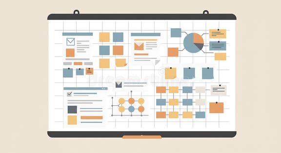 A Whiteboard Features a Detailed Flowchart with Various Elements ...