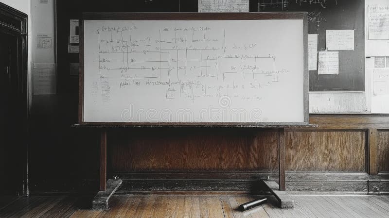 Whiteboard Filled with Notes and Diagrams in an Empty Classroom during ...
