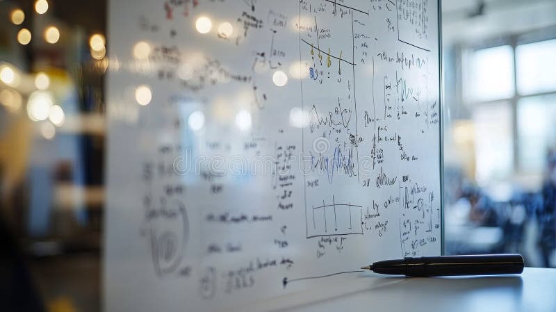 Whiteboard Filled with Notes and Diagrams in an Empty Classroom during ...