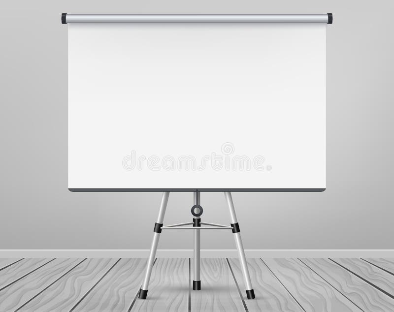 Empty Projection Screen on the Wall Background. Mock Up Template for ...