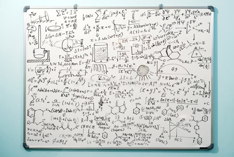Whiteboard with Mathematical Equations and Formulas Stock Illustration ...