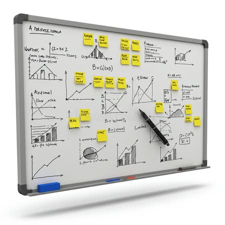 Whiteboard with Mathematical Graphs and Diagrams, Annotated with ...