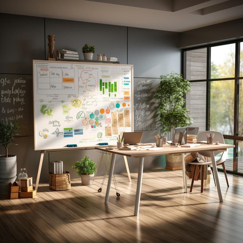 A Whiteboard with Notes and Diagrams Stock Illustration - Illustration ...