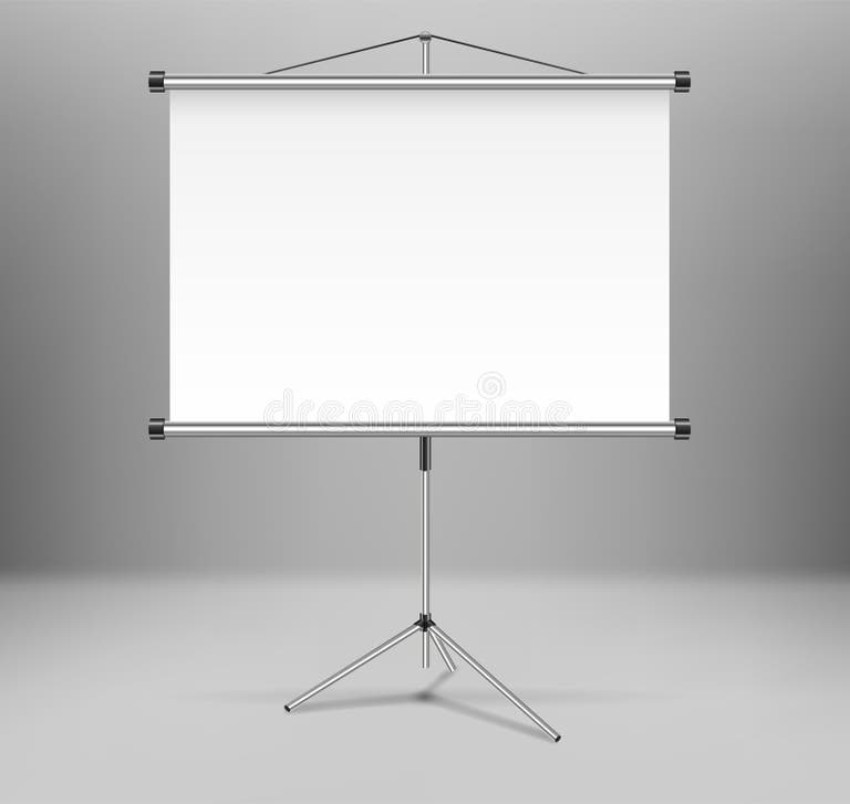 Empty White Projector Screen Blank Presentation Projector Roller Screen ...