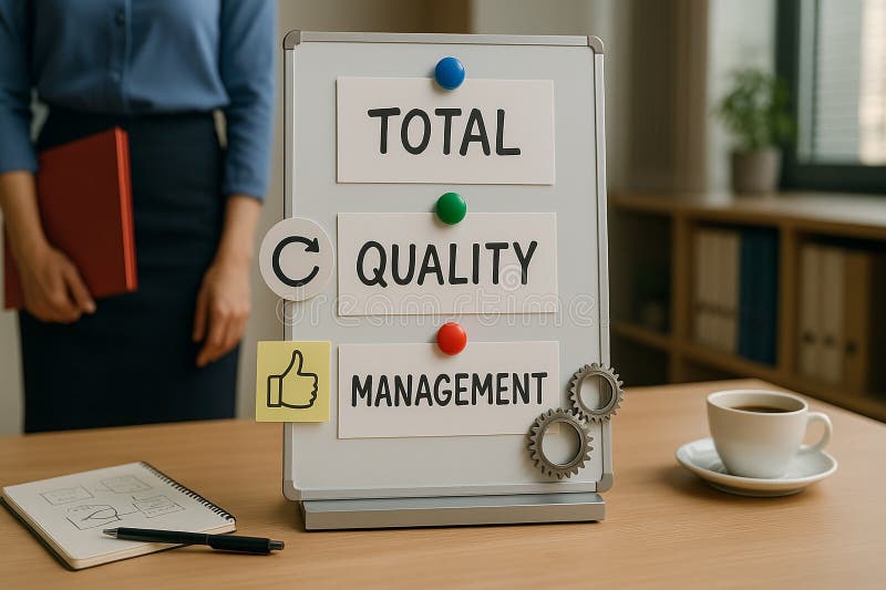 Whiteboard Showing Structured TQM Total Quality Management Model with ...