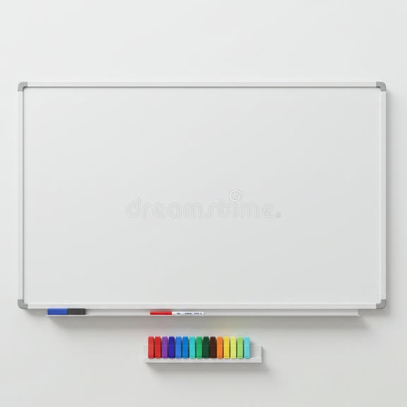 Whiteboard with Silver Frame Mounted on a Wall, Accompanied by a Tray ...