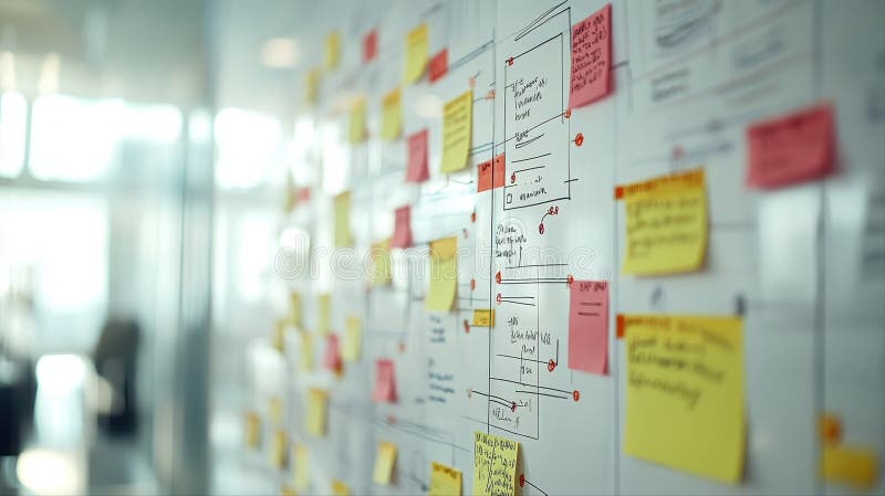 Whiteboard Sticky Notes Project Management Planning Organization ...