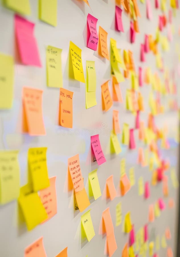 A Whiteboard with Sticky Notes on it Stock Photo - Image of indoor ...