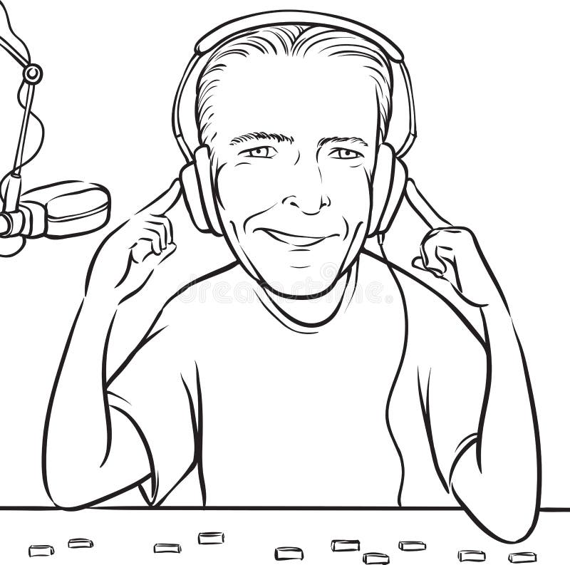 Whiteboard Teckning - Tecknad Filmradio Dj Vektor Illustrationer ...