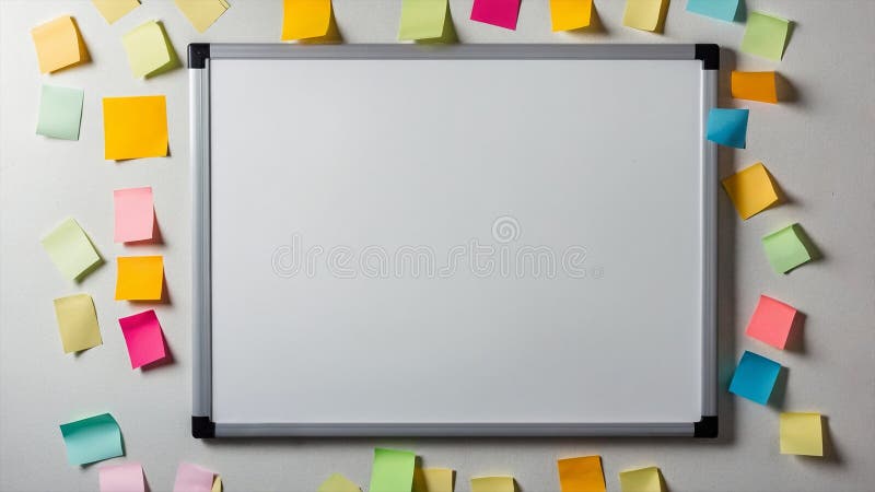 Flat Lay Whiteboard with Sticky Notes and Papers Pinned for ...