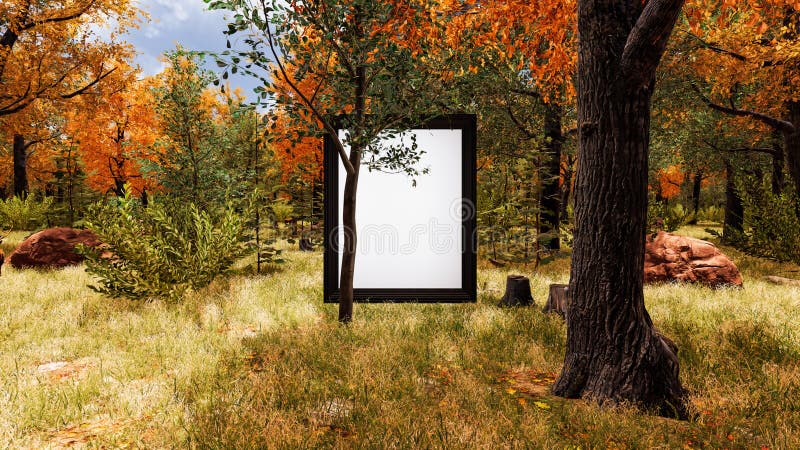 Whiteboard in Virtual Digital Environment with Forest Background 3d ...