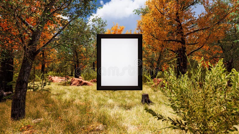 Whiteboard in Virtual Digital Environment with Forest Background 3d ...