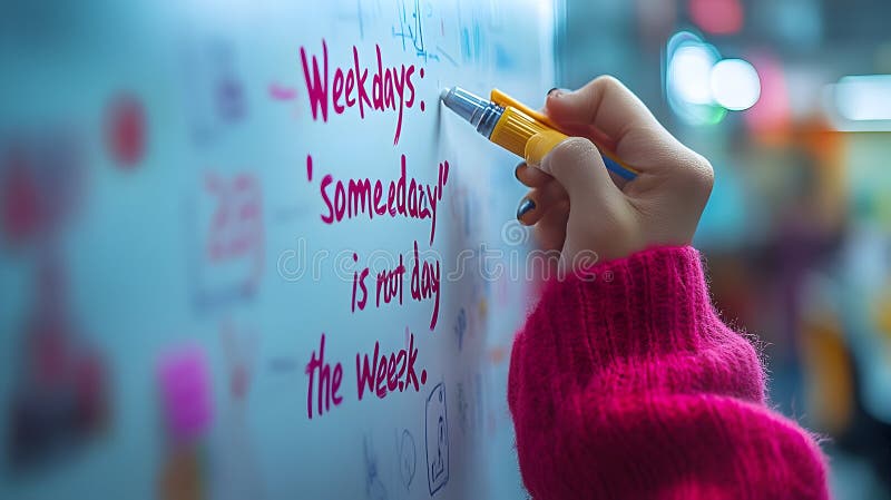 Whiteboard Writing with Marker and Red Text Stock Illustration ...