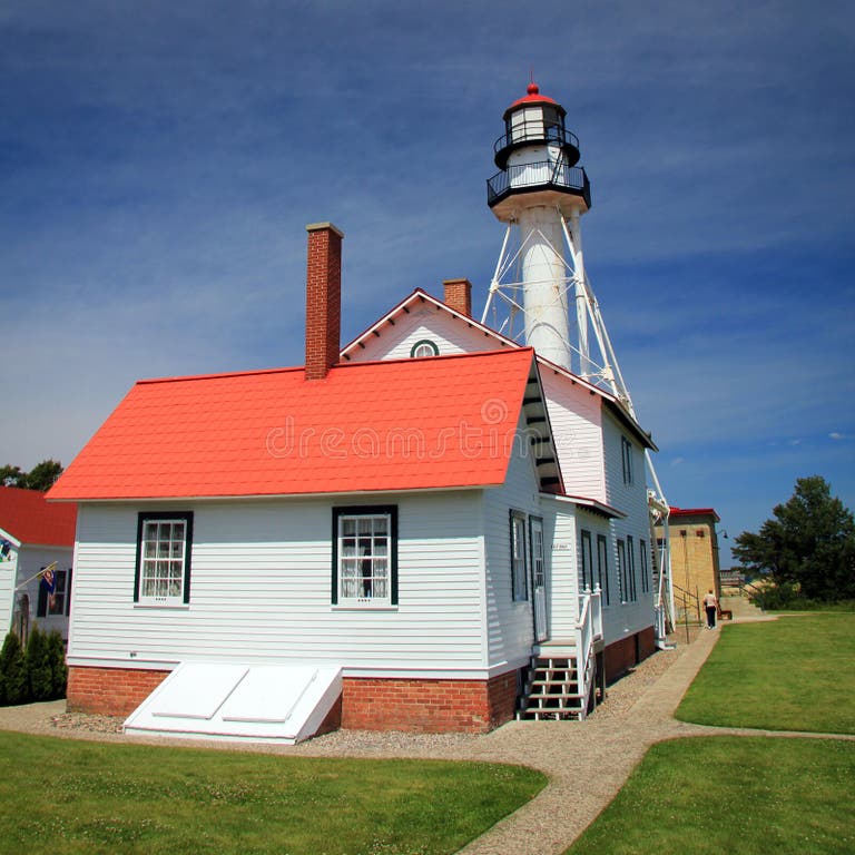 Whitefish Point Light Station Stock Image - Image of lake, michigan ...