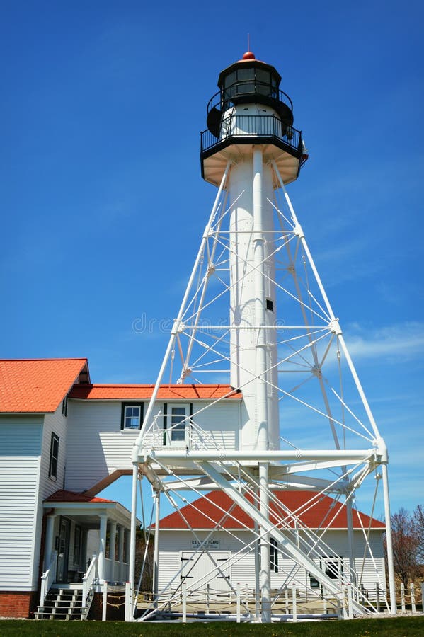 Lighthouse on Bay of Lake Winnebago at High Cliff State Park, Sherwood ...
