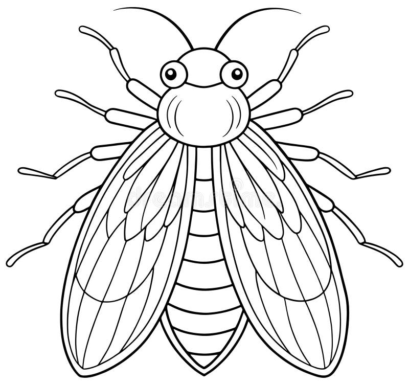 Whitefly Cartoon Insect Line Art for Fun Kids Coloring Activity Stock ...