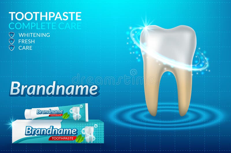 Whitening Toothpaste Ad Poster. Vector Realistic Toothpaste Packaging ...