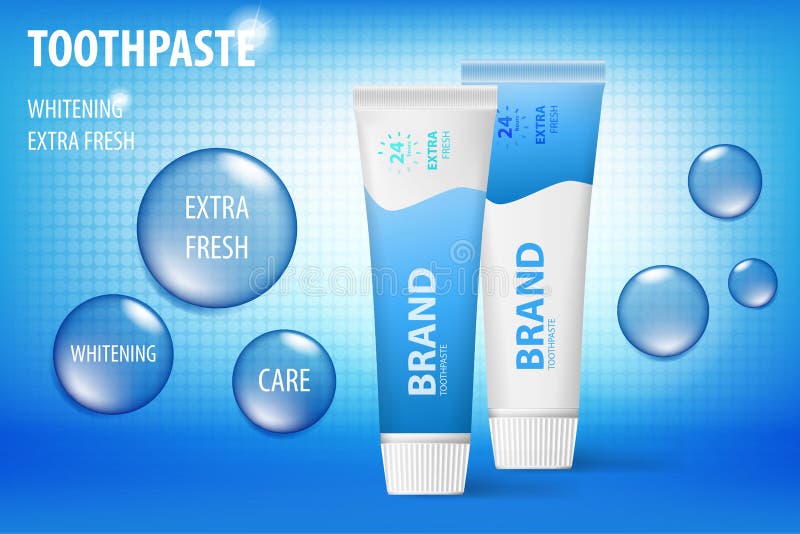 Whitening Toothpaste Concept, Isolated on Blue Background. Tooth Model ...