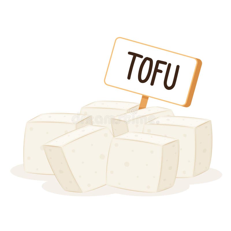 White Tofu Vector. Tofu Cartoon Style Isolated on White Background ...