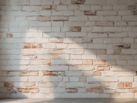 Whitewashed Brick Wall with Sunlight, Modern Interior Background ...
