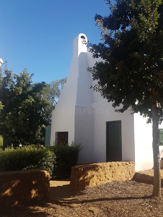 Portrait Shot of a Whitewashed Cape Dutch Barn House Stock Photo ...