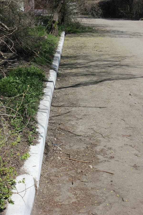 Whitewashed Concrete Border Curb Stock Image - Image of background ...