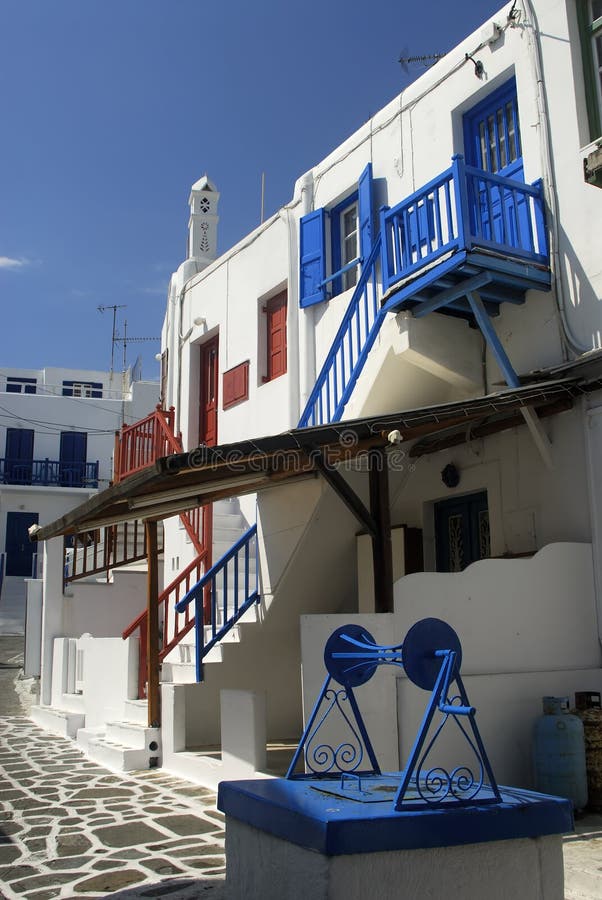 Whitewashed Houses, Mykonos, Greece Stock Image - Image of road ...