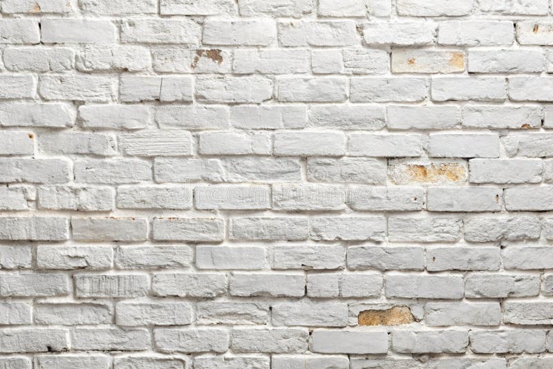 Whitewashed Rustic Brick Wall with Grungy Plaster Surface Stock ...